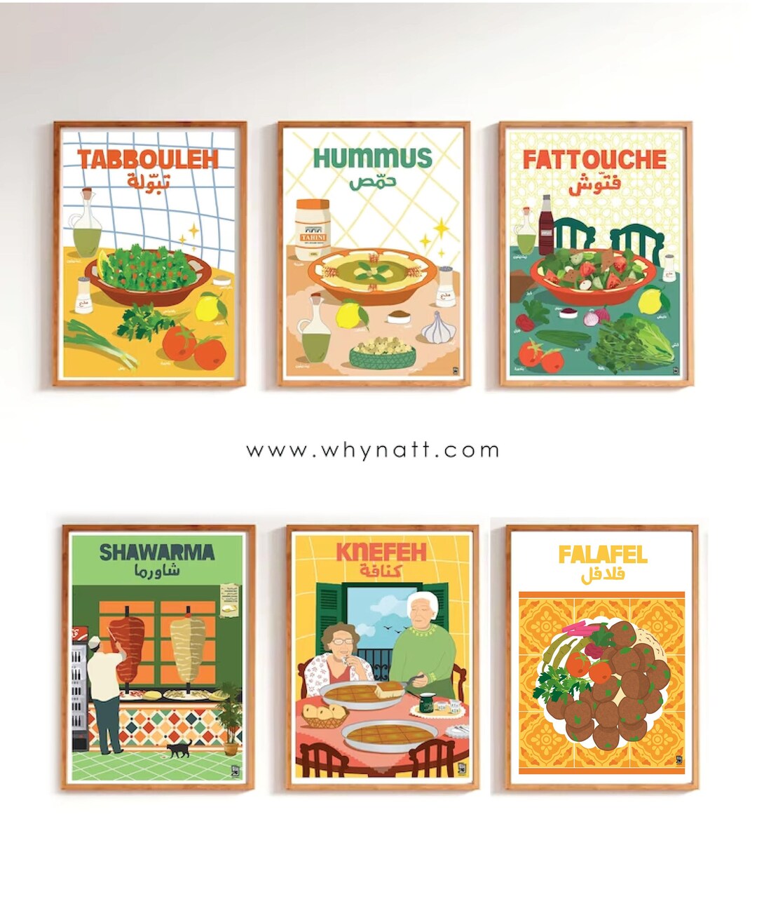 Lebanese Cuisine Retro Poster Set | Set of 6 | Lebanese Art Print ...
