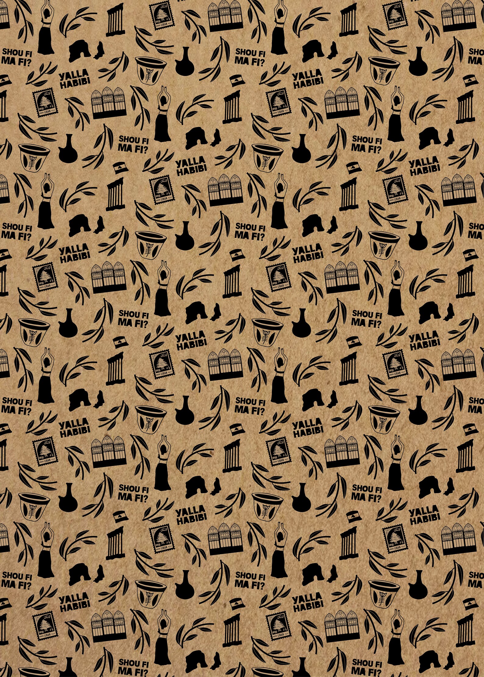 3 Sheets of Lebanese Recycled Pattern Gift Wrapping Paper | Kraft Paper ...