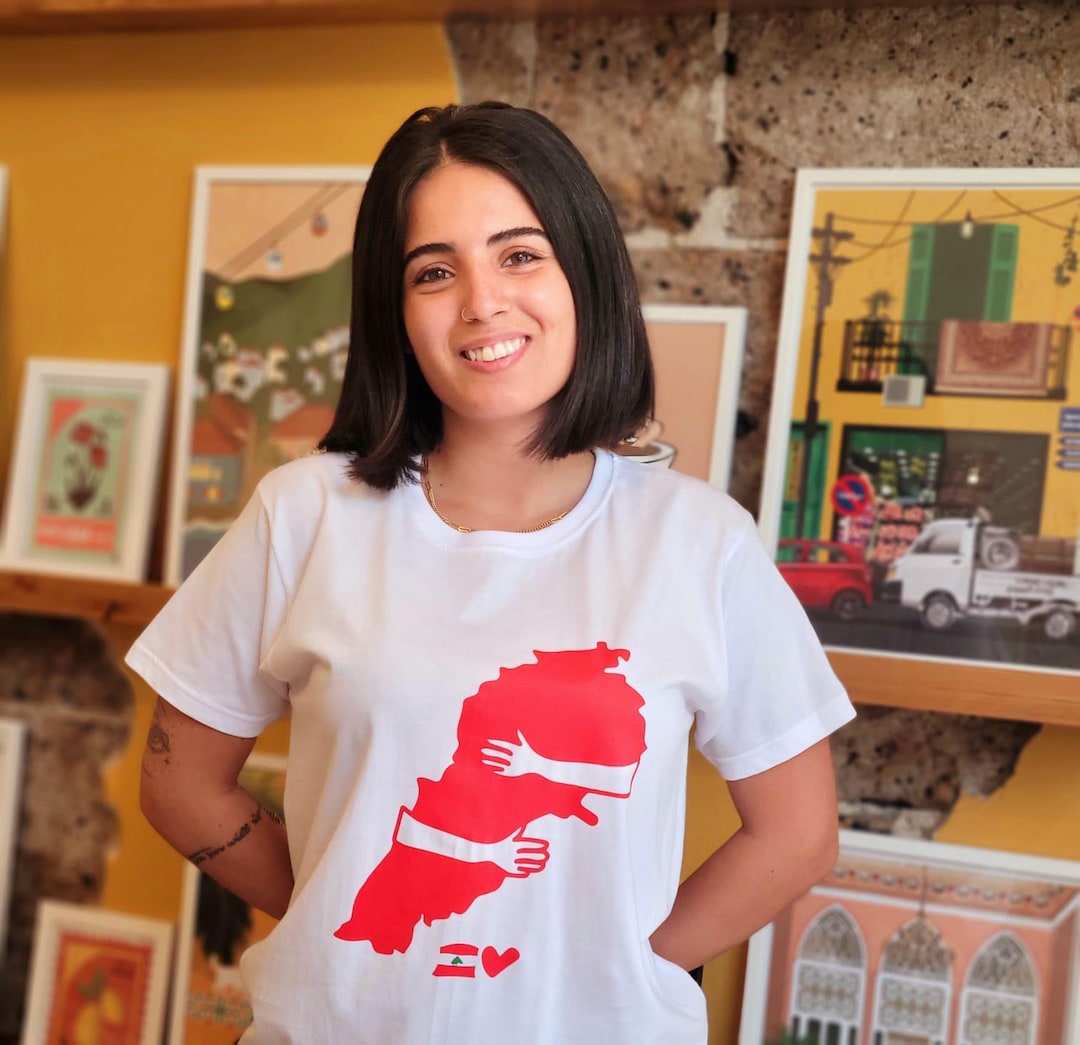 Lebanon Hug Tshirt WHITE | Lebanese Tshirt | Size S M L XL | Cotton ...