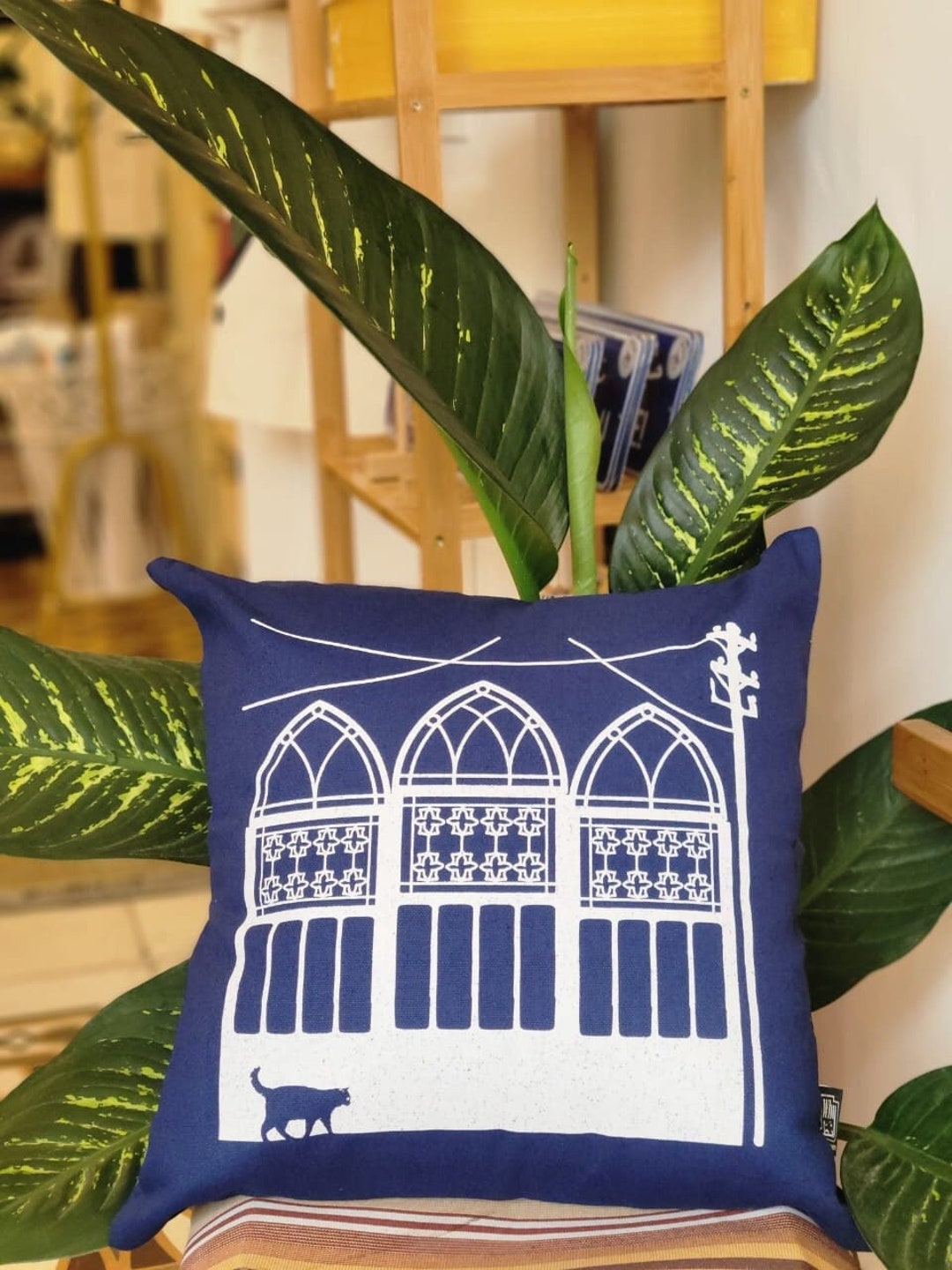 Mandaloun Windows in BLUE Cushion | Lebanese Cushion Cover | Size 40x40 ...