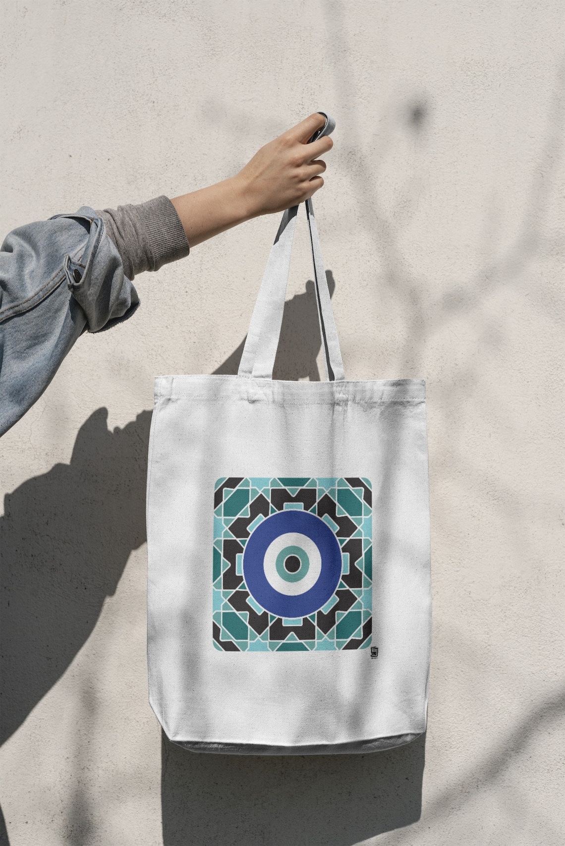 Evil Eye Pattern Tote Bag | Very Lebanese Tote Bags | Lebanese ...