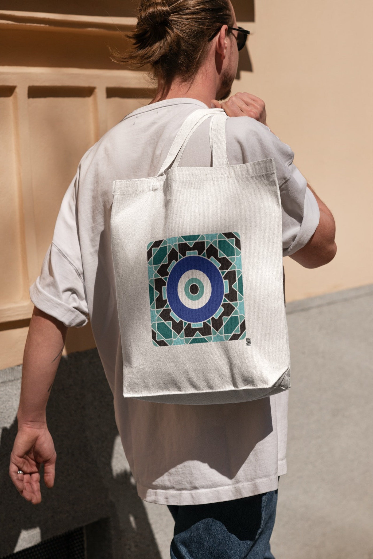 Evil Eye Pattern Tote Bag | Very Lebanese Tote Bags | Lebanese ...