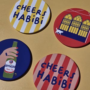 Set of Four Cheers Habibi Coasters | Coasters Lebanon | Lebanese ...