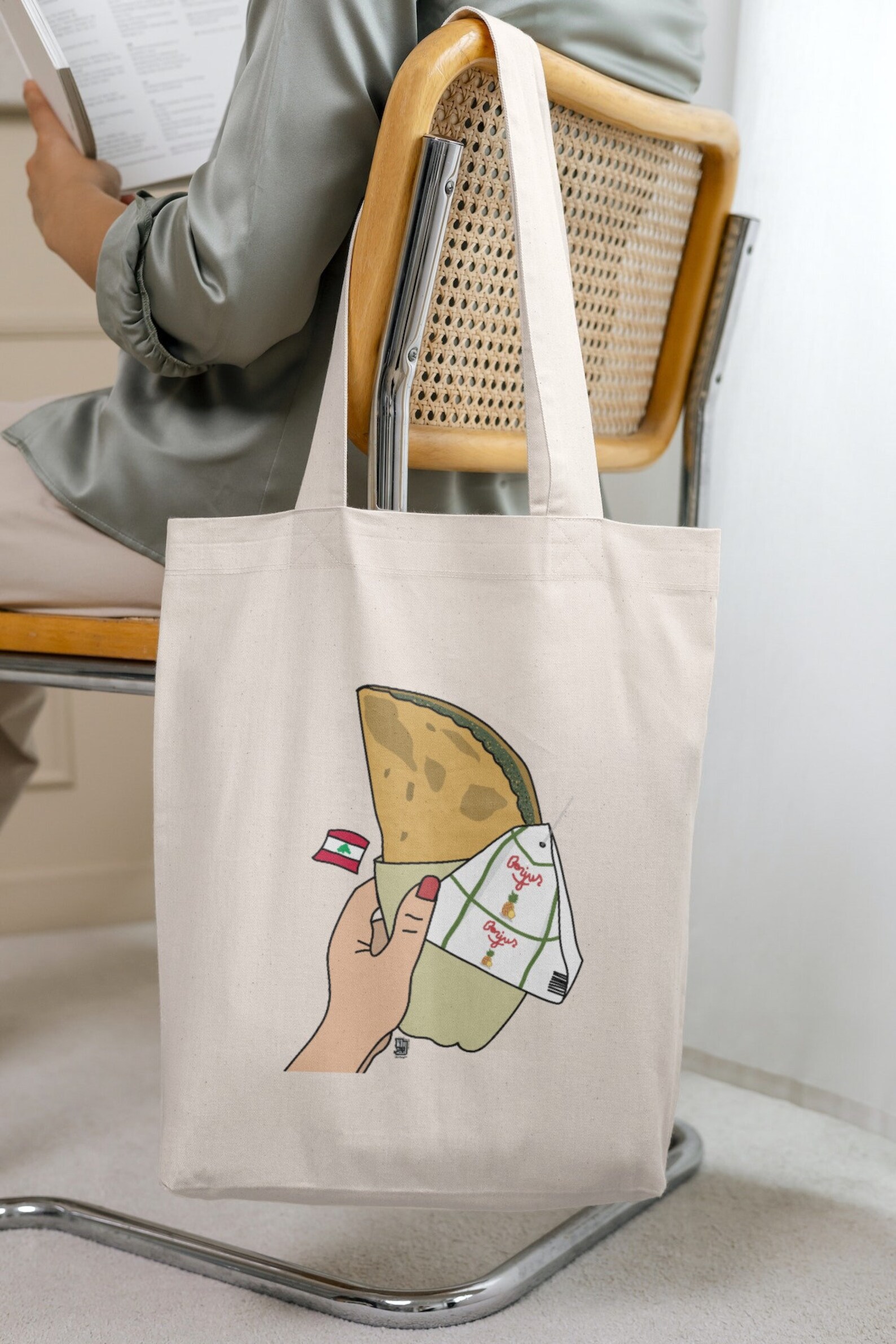 Man'ouche and Bonjus Tote Bag | Very Lebanese Tote Bags | Lebanese ...