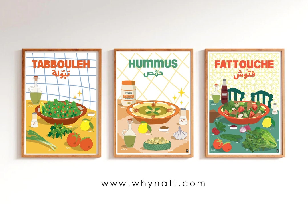 Retro Lebanese Recipe Poster Set | Lebanese Art Print | Size A1 A2 A3 ...