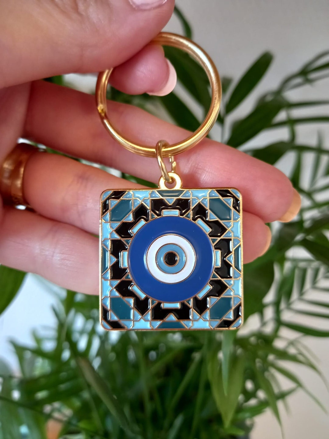 Evil Eye Pattern Keychain | Kharze Zarka Keyring | Lebanese Souvenir ...