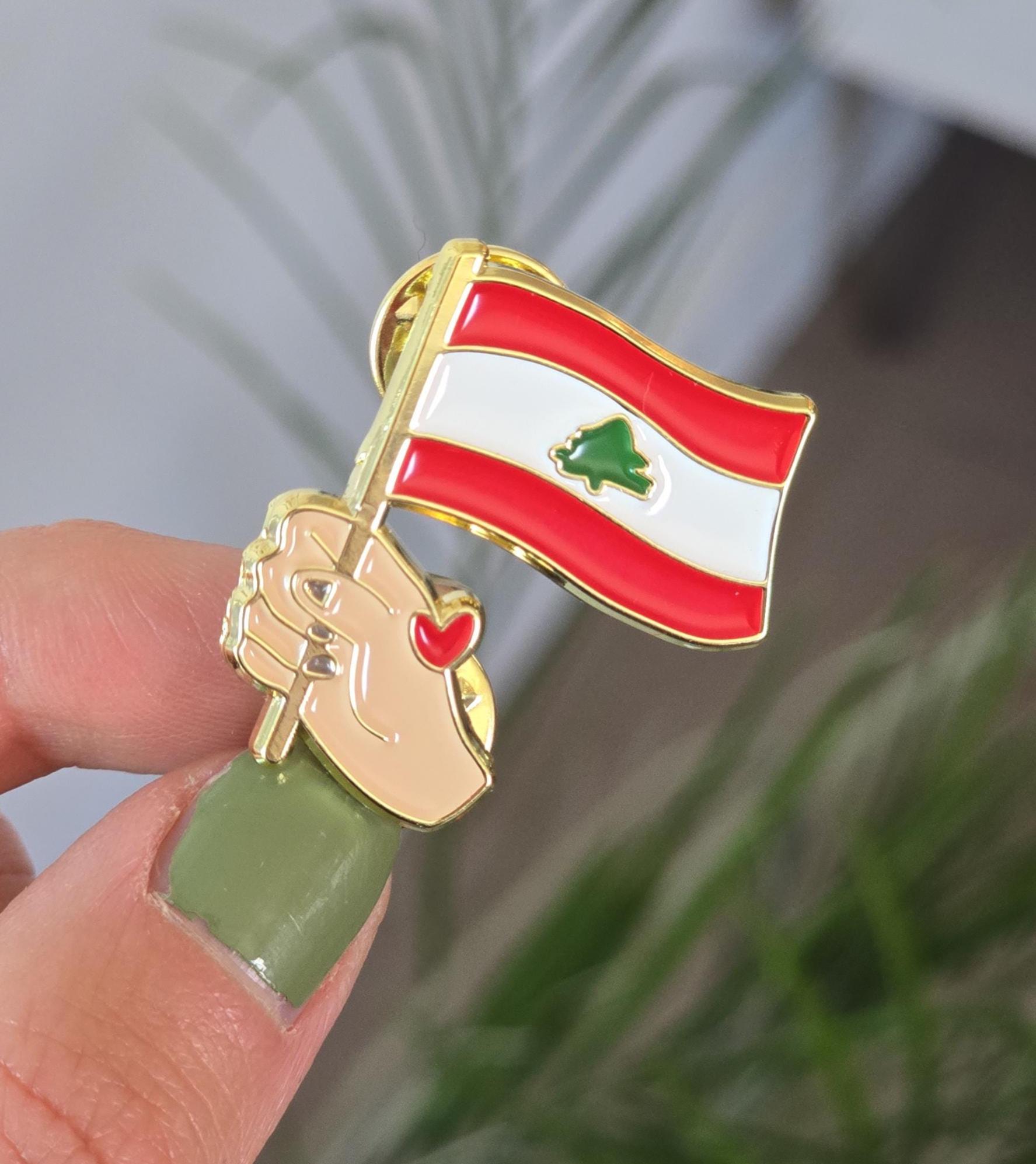 Lebanon Flag PIN | Lebanese Gift | Gold Enamel | Lebanon Pins - Etsy
