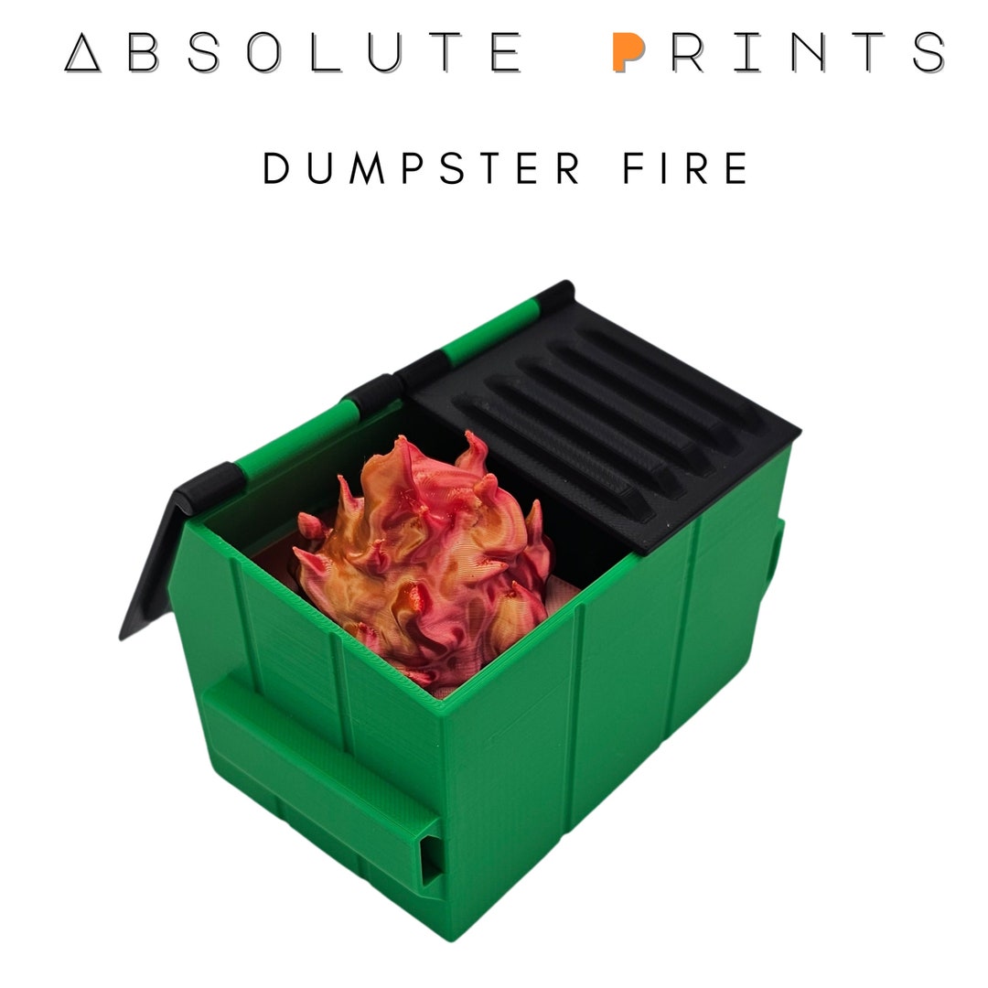3D Printed Dumpster Fire | Custom, Desk Storage Bin, Funny Office Gift ...