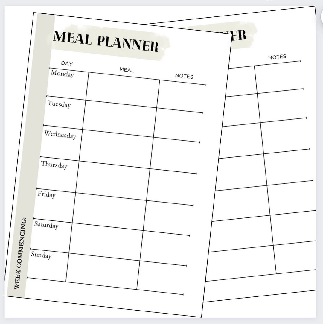 Weekly Simple Meal Planner - Etsy