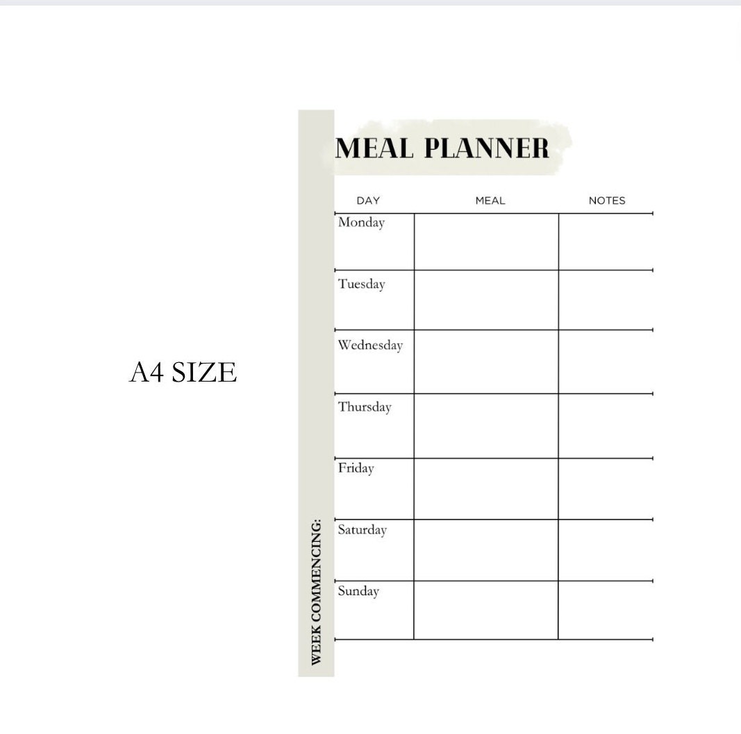 Weekly Simple Meal Planner - Etsy