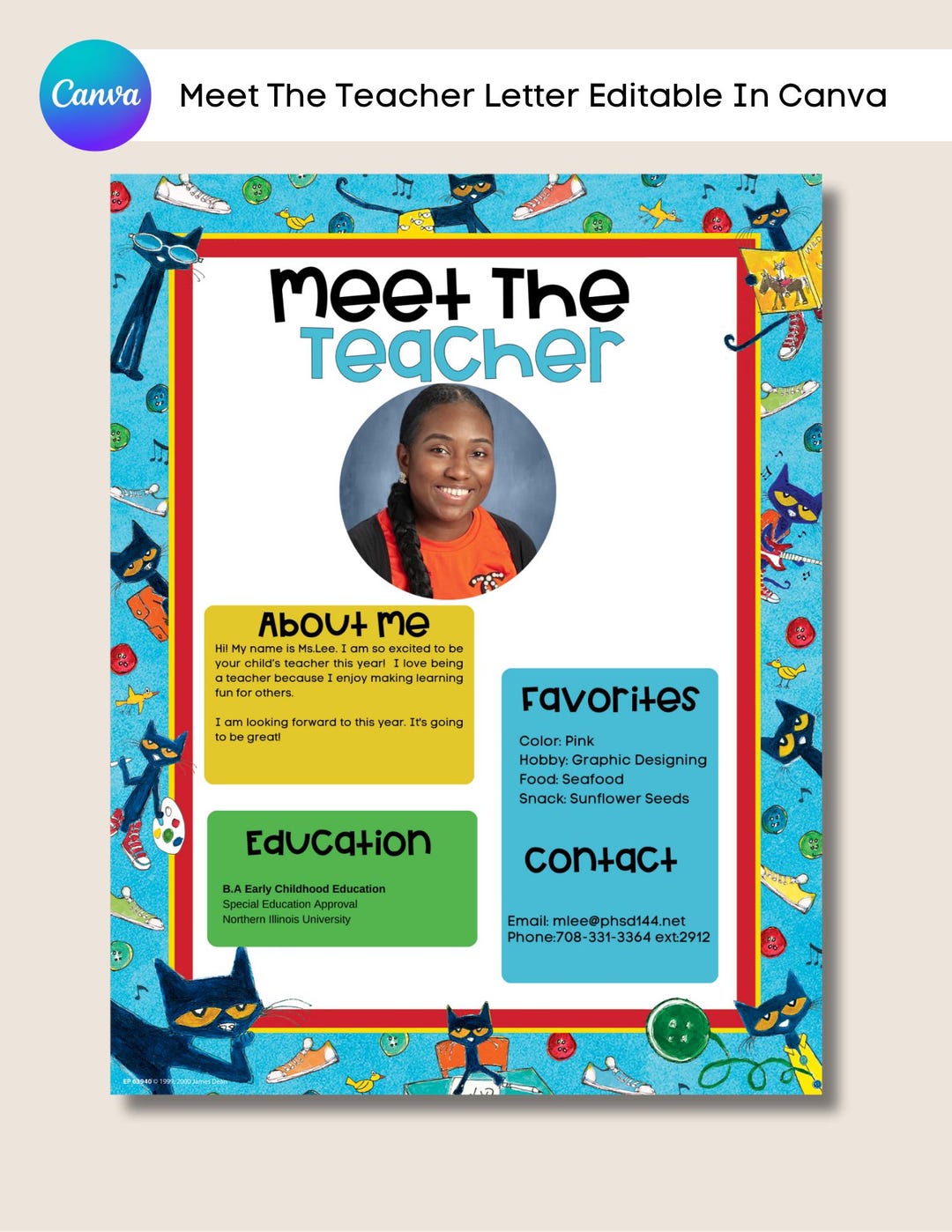 Cat Inspired Meet the Teacher Letter - Etsy