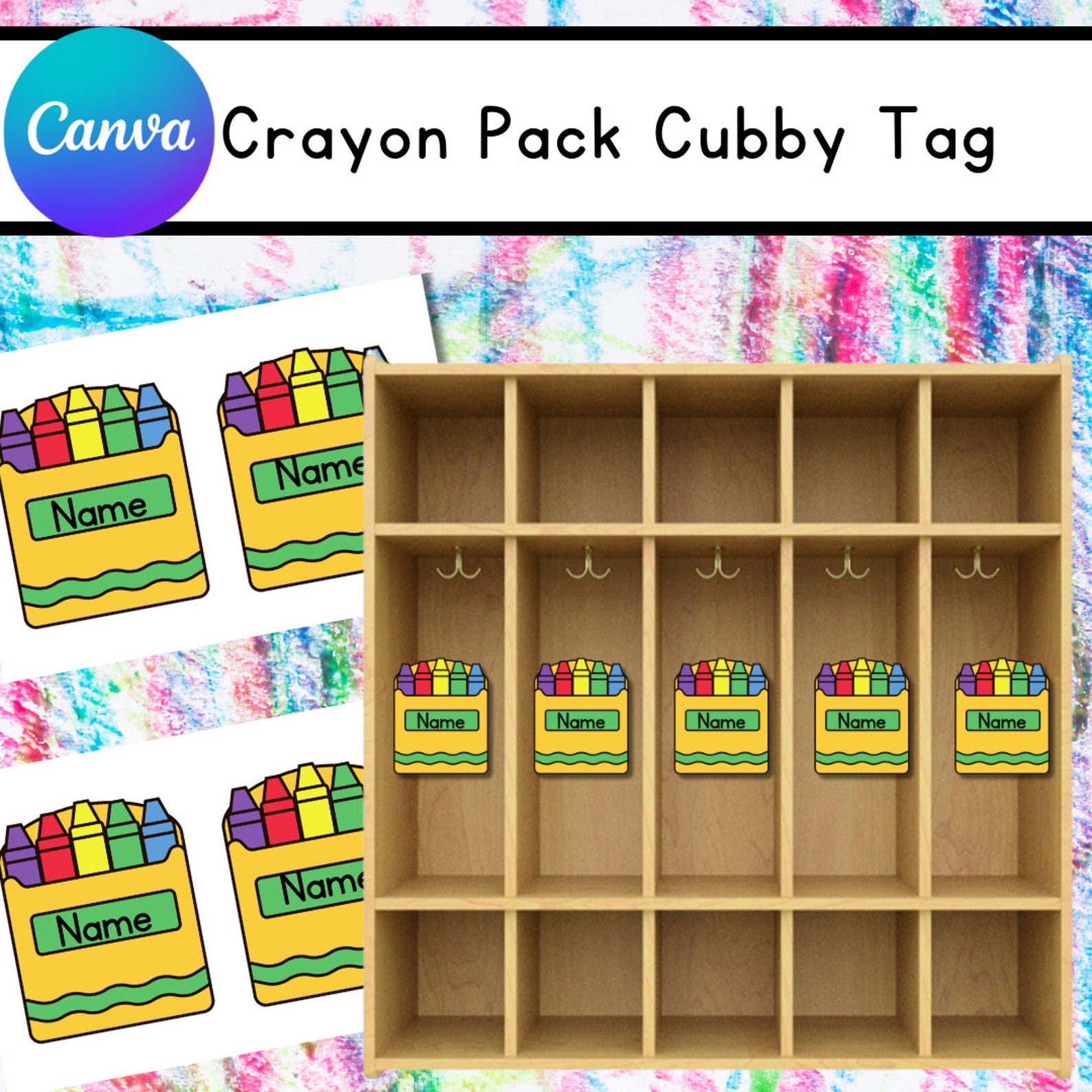 Crayon Cubby Label for Daycare or Prek, Editable in Canva - Etsy