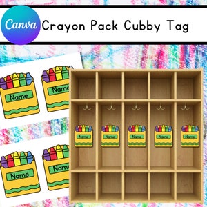 Crayon Cubby Label for Daycare or Prek, Editable in Canva - Etsy