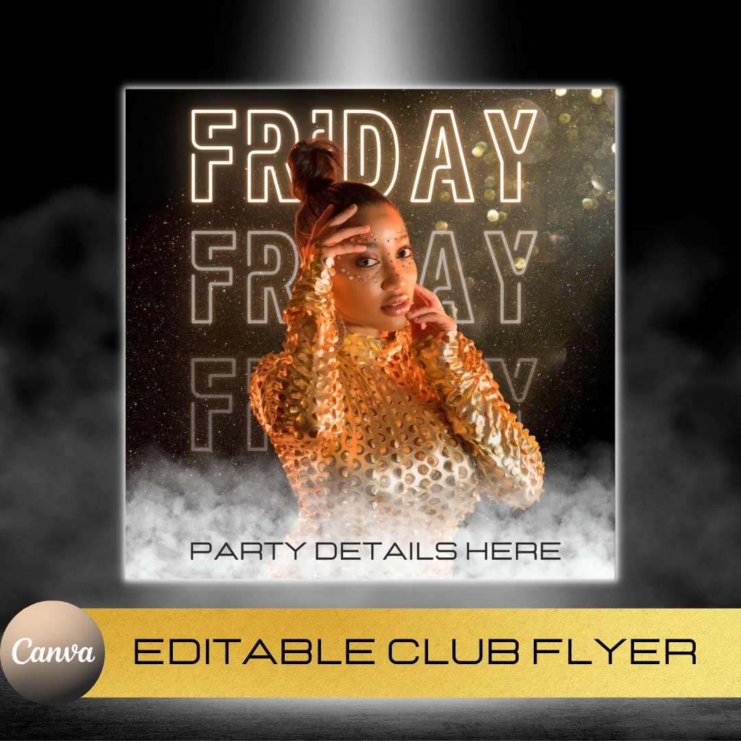 DIY Club Flyer Black & Gold - Etsy
