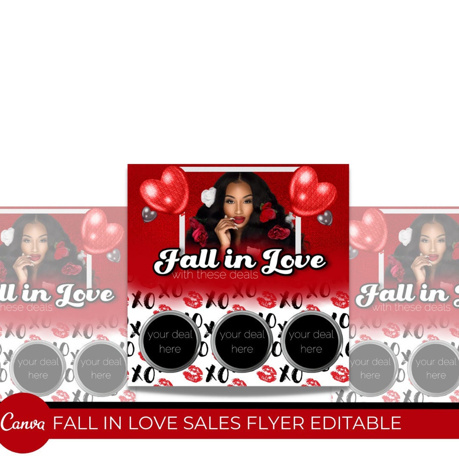 Fall in Love Hair Sale Flyer, Sale Flyer, Valentine's Day Flyer ...
