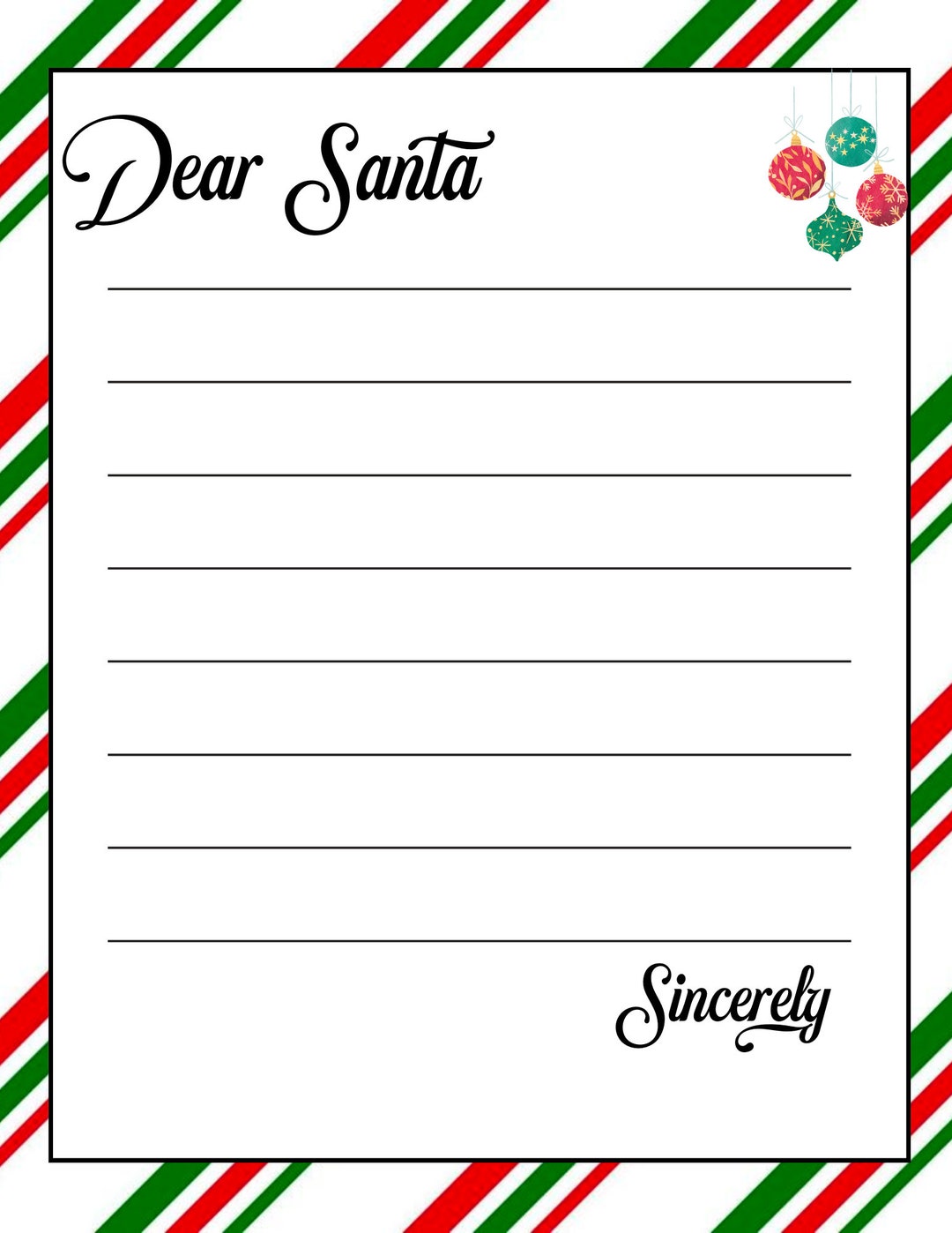 Dear Santa Letter, Christmas List, Printable Christmas Letter - Etsy