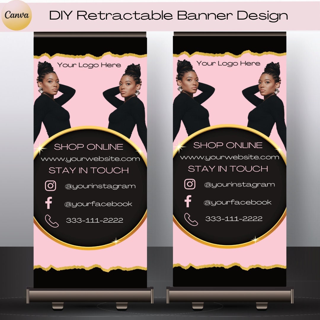 DIY Retractable Banner Design (pink, Black, & Gold) - Etsy