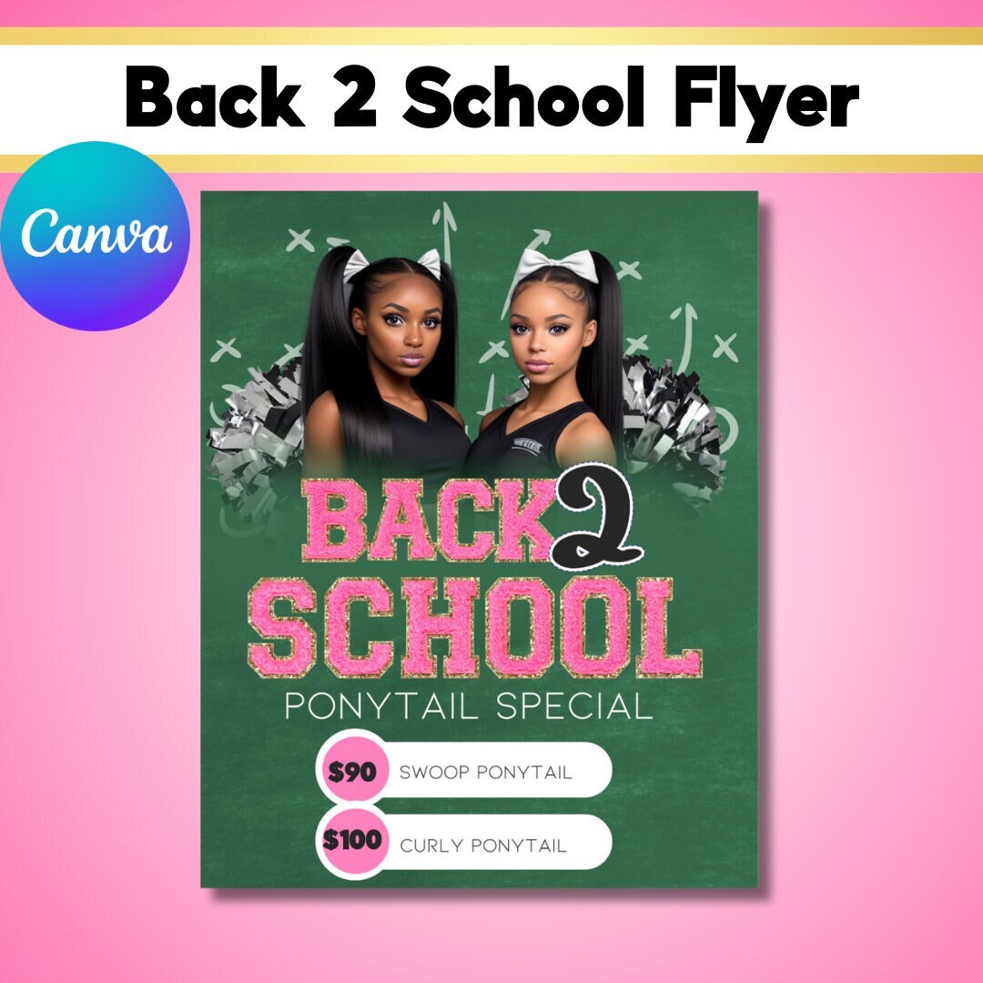 Back to School Ponytail Themed Flyer, Homecoming Flyer, Chalkboard ...