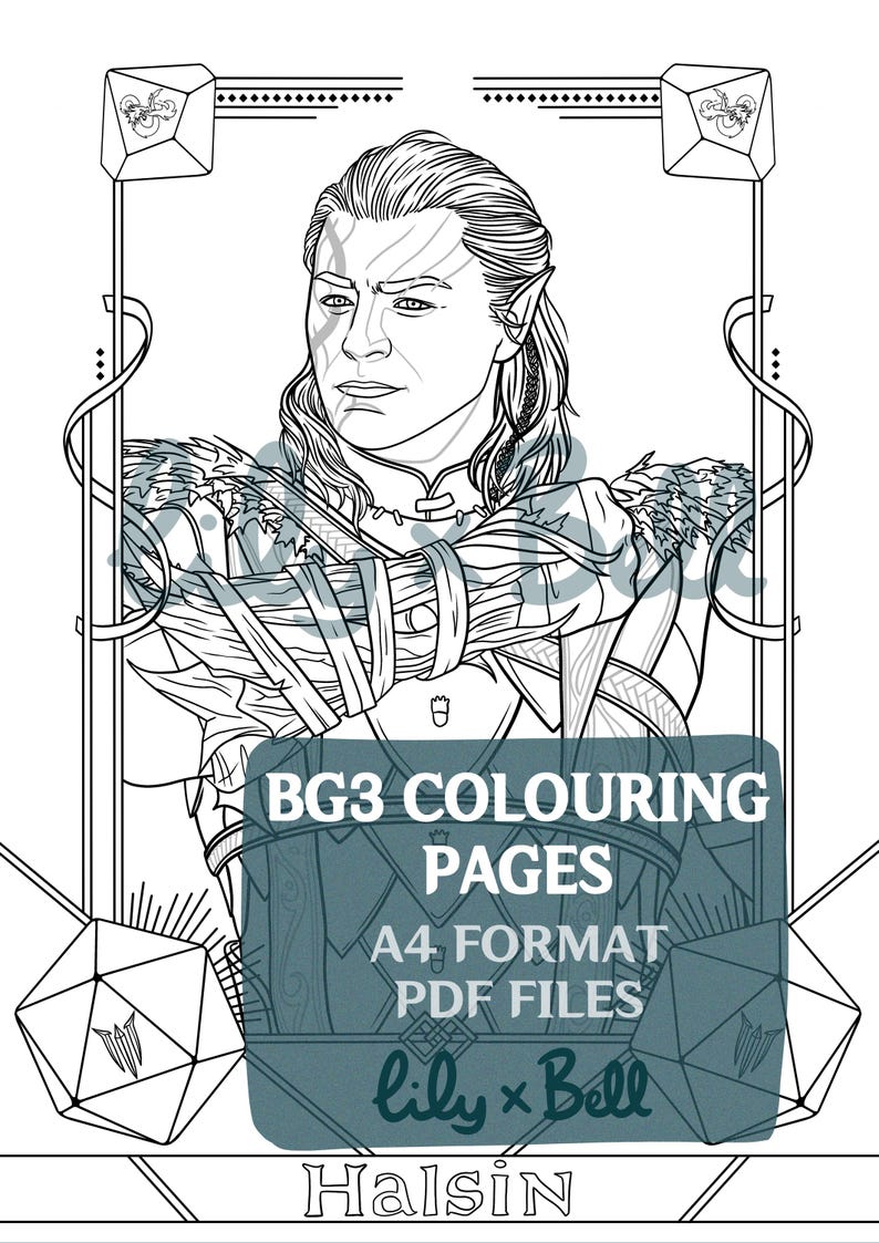 Baldur's Gate 3 Coloring Pages PDF: Gale, Astarion, Halsin, and Wyll - Etsy