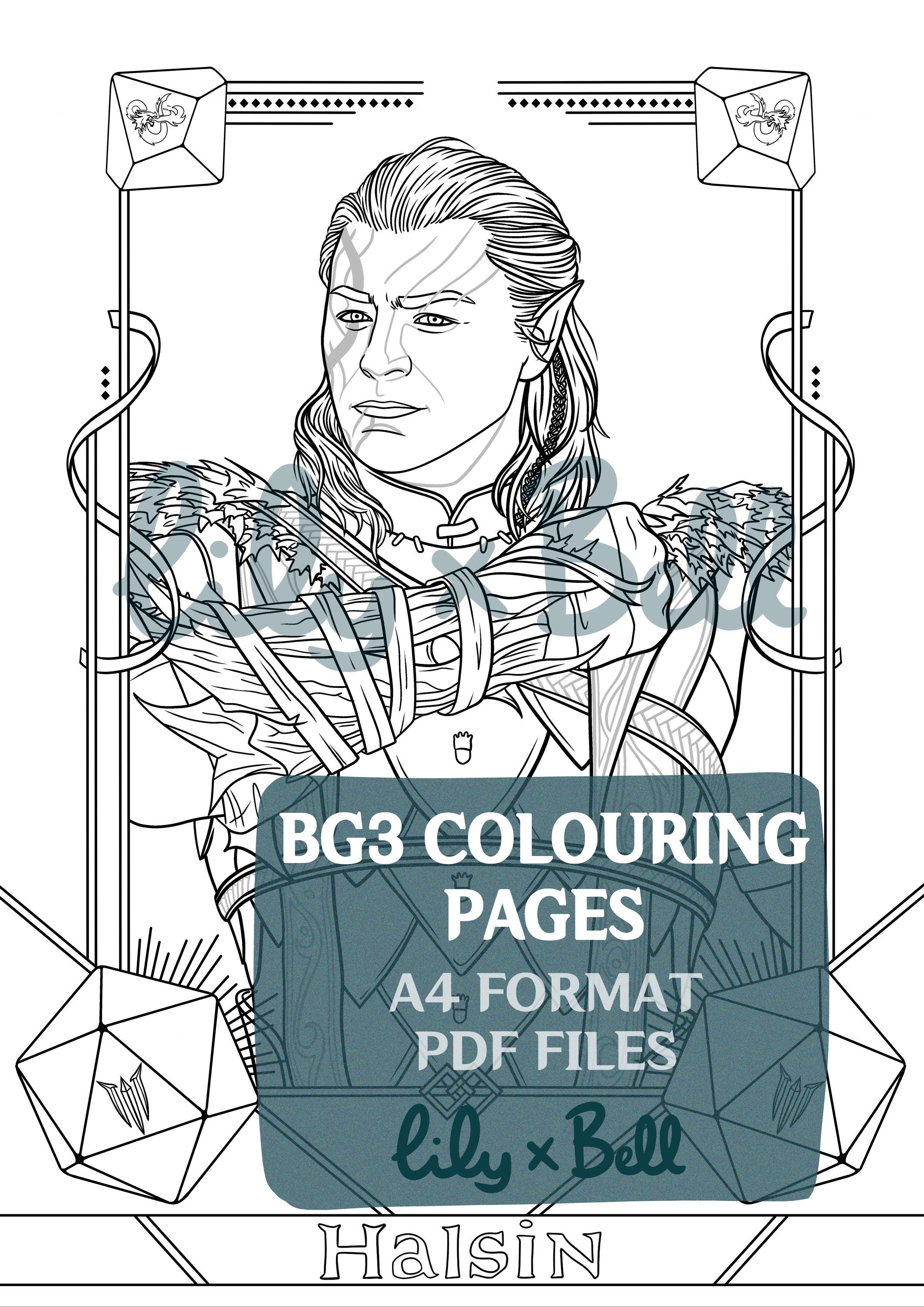 Baldur's Gate 3 Coloring Pages PDF: Gale, Astarion, Halsin, and Wyll - Etsy