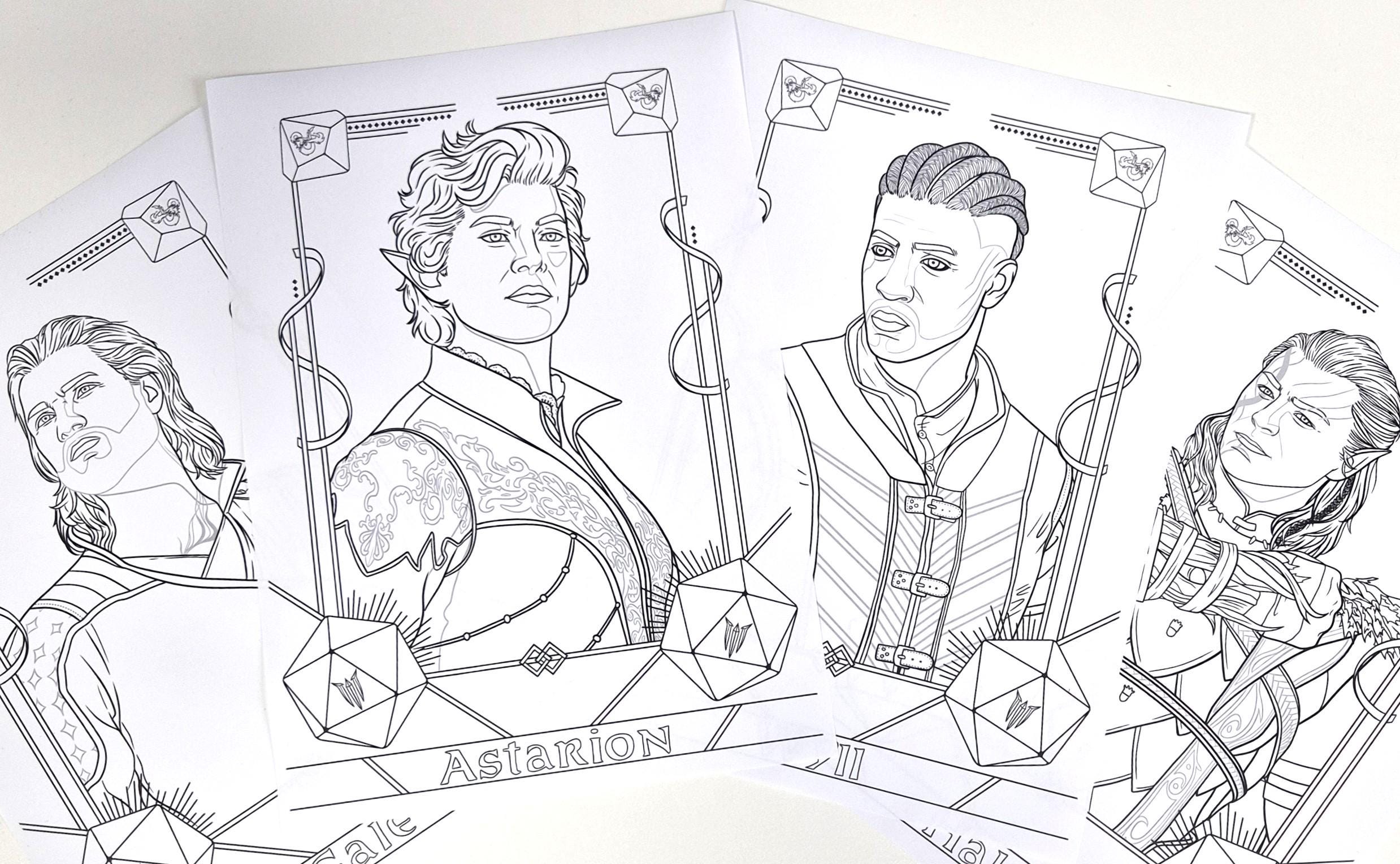 Baldur's Gate 3 Coloring Pages PDF: Gale, Astarion, Halsin, and Wyll - Etsy