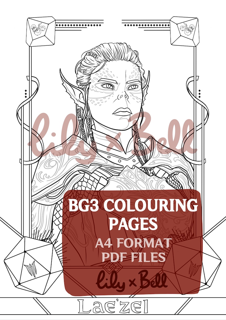 Baldur's Gate 3 Coloring Pages PDF: Karlach, Shadowheart, Lae'zel - Etsy
