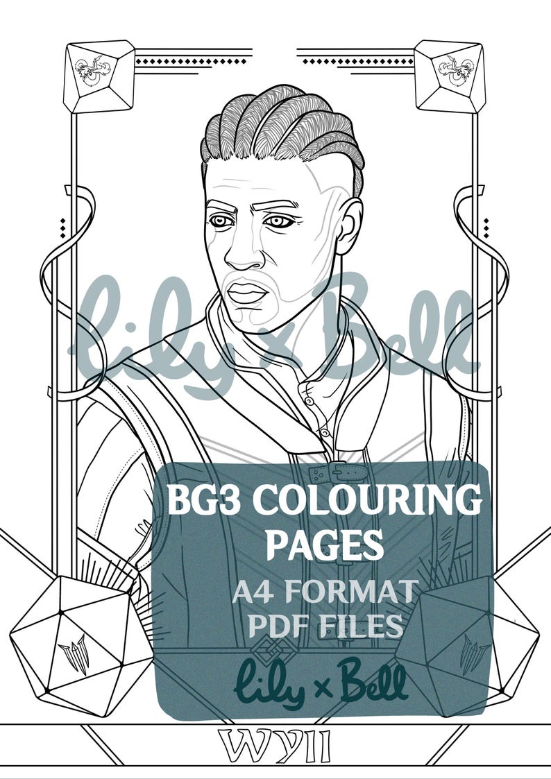 Baldur's Gate 3 Coloring Pages PDF: Gale, Astarion, Halsin, and Wyll - Etsy