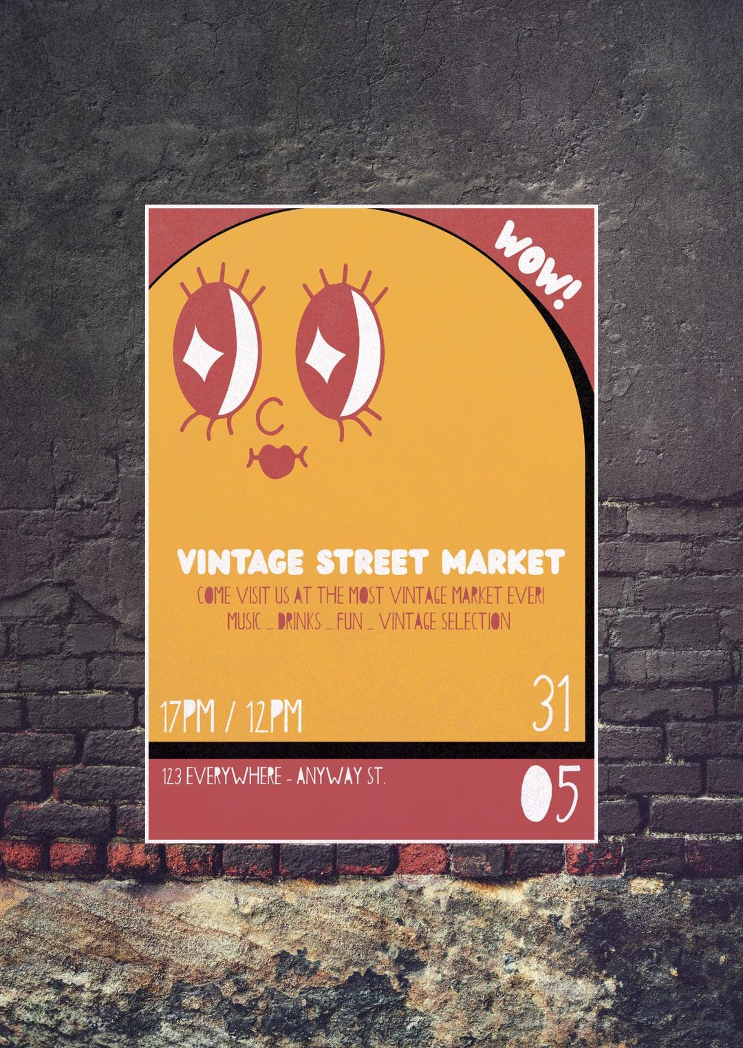 VINTAGE MARKET POSTER, Printable Invitation, Editable Invitation ...