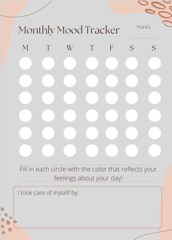 Monthly Mood Tracker Printable PDF for Physical and Digital - Etsy