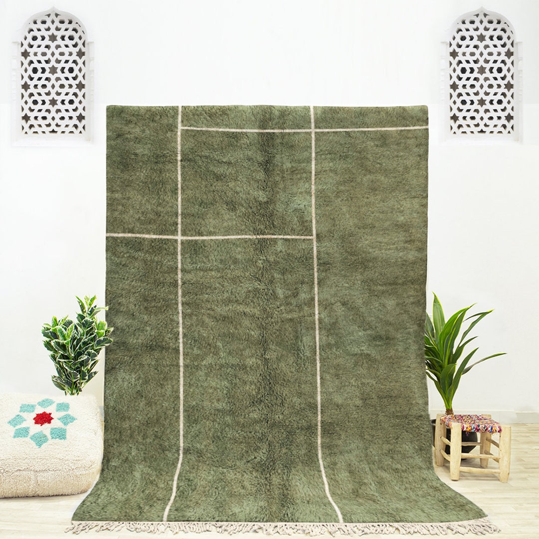 Green Moroccan Rug, Green Rug for Living Room, Geometric Rug, Green ...