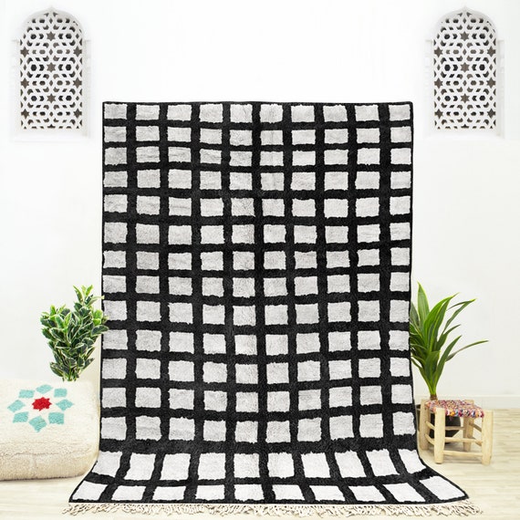 Black and White Checkered Rug Moroccan Rug Custom Rug - Etsy