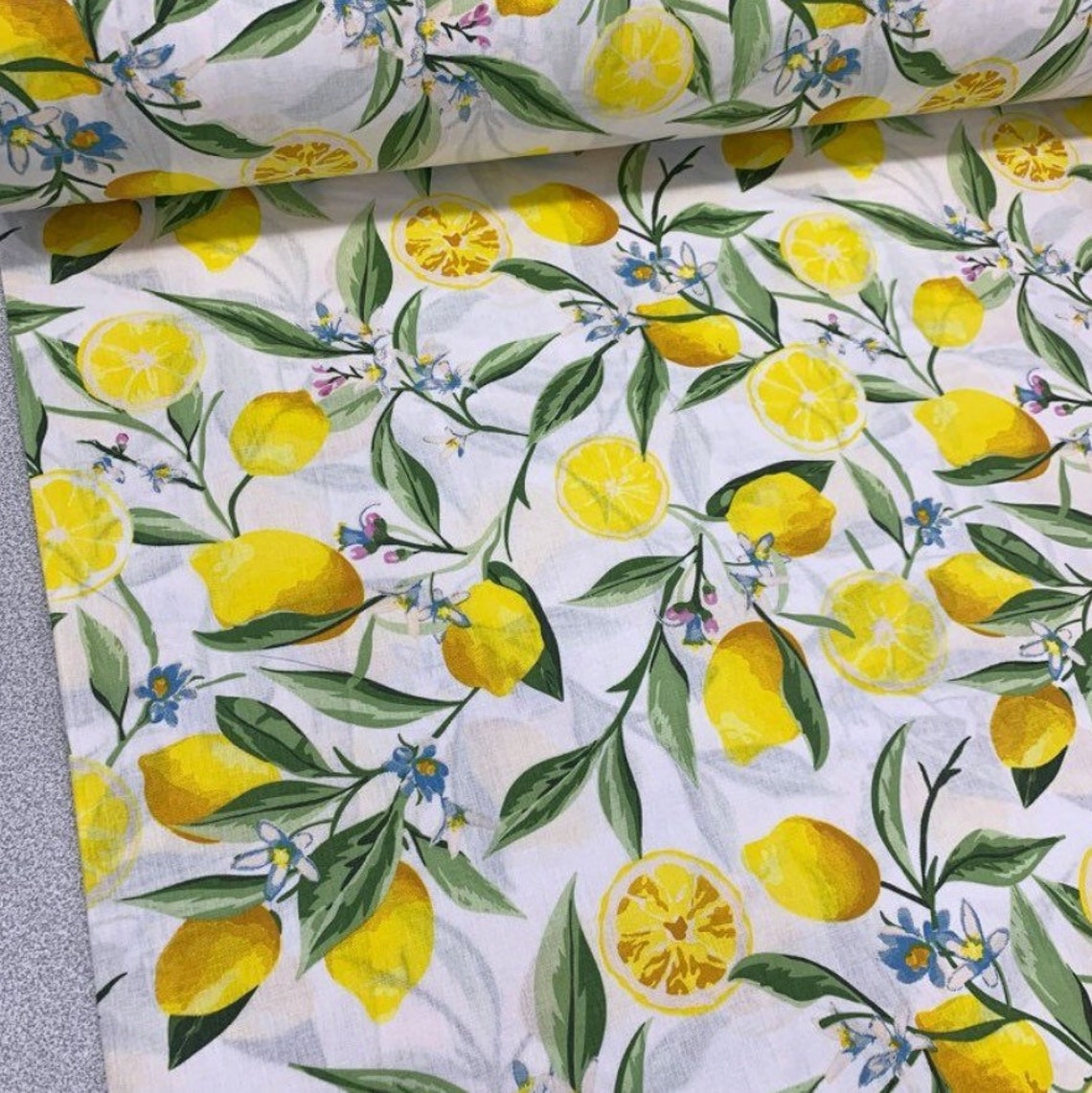 Lemon fabric by the meter sliced lemon fabric %100 cotton | Etsy