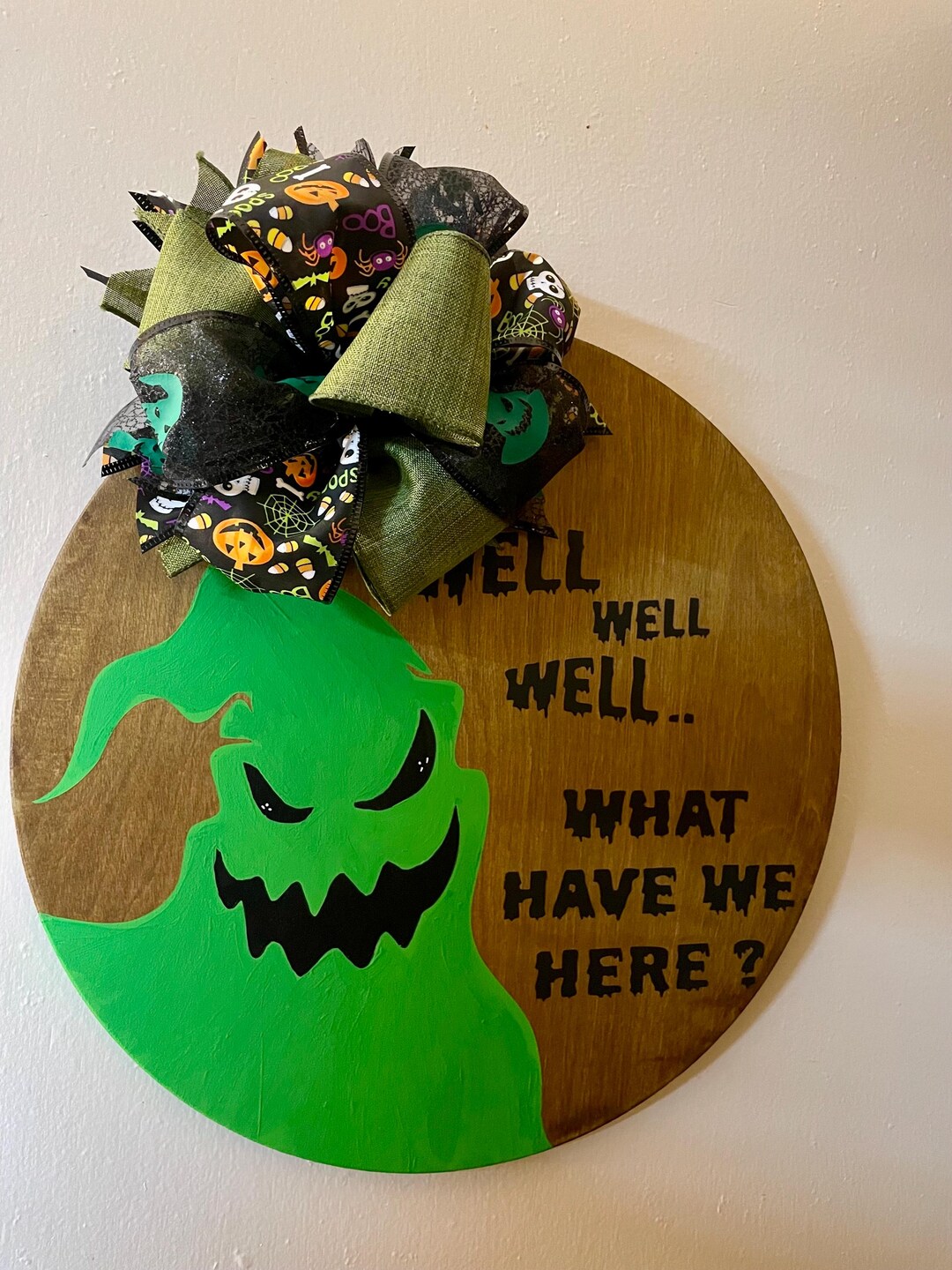 Halloween Door Decor; Oogie Boogie Door Hanger; Welcome Door Sign ...