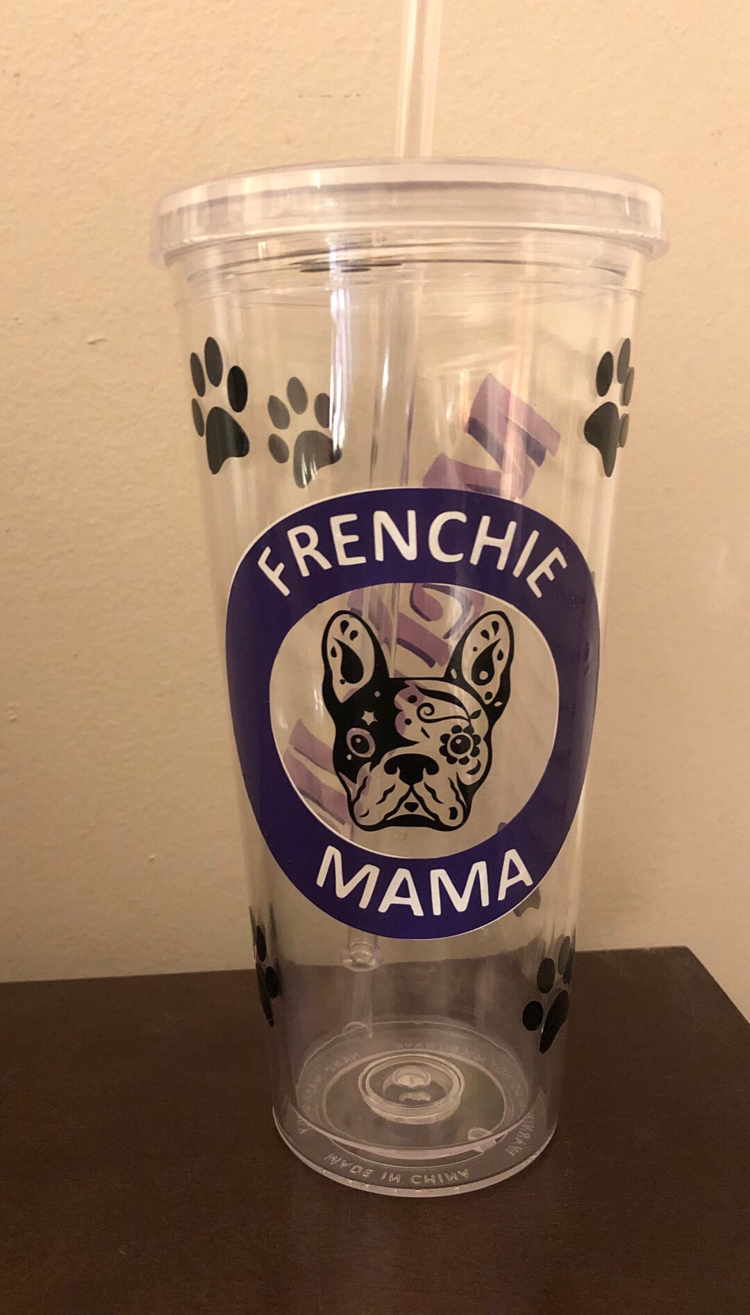 Frenchie Mama 24 Oz Reusable Acrylic Cold Drink Tumbler - Etsy