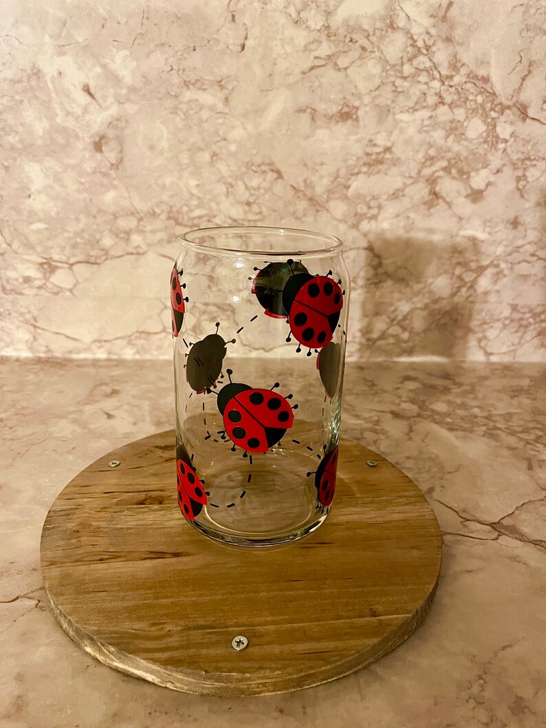 Ladybug Libbey Glass 16 Oz Beer Can Ladybug Glass Iced - Etsy