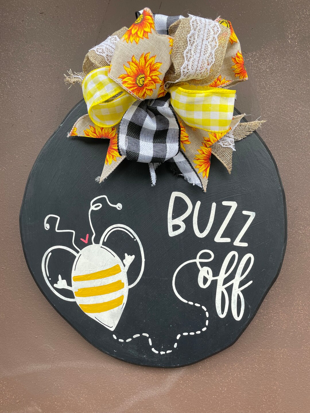 Buzz off Bee Welcome Door Sign; 12” Pine Welcome Sign; Door Hanger ...