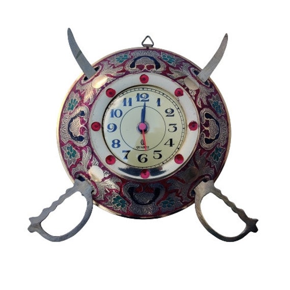 Royal Vintage Indian Brass Sword and Shield With Watch Home | Etsy