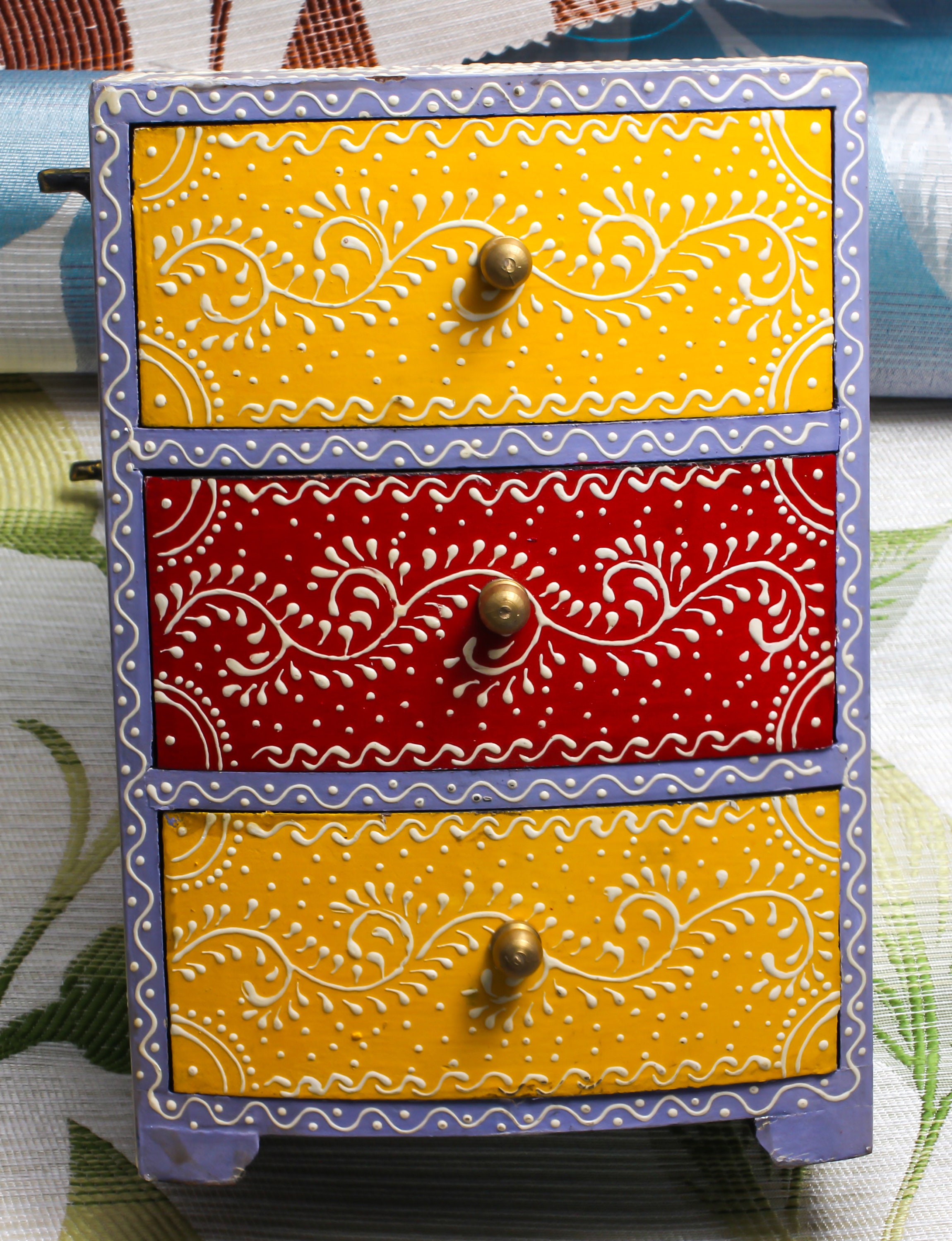 Traditional Indian Handcrafted Hand-painted Multi Color Decorative Box ...