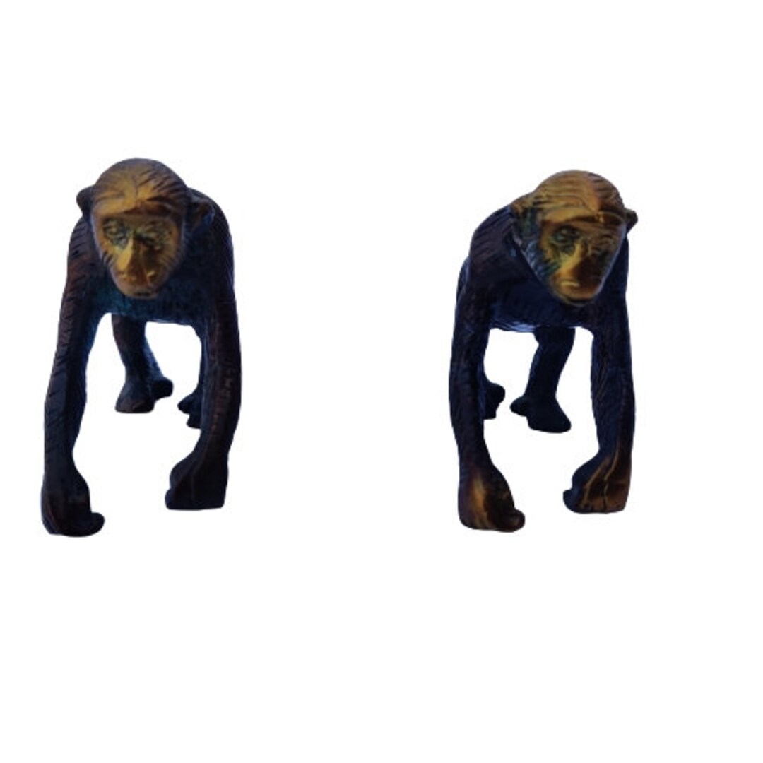 Vintage Antique Look Solid Brass Statue of Indian Monkeysset of 2 ...