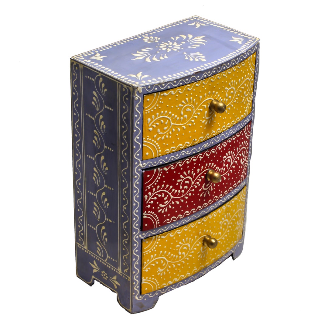 Traditional Indian Handcrafted Hand-painted Multi Color Decorative Box ...