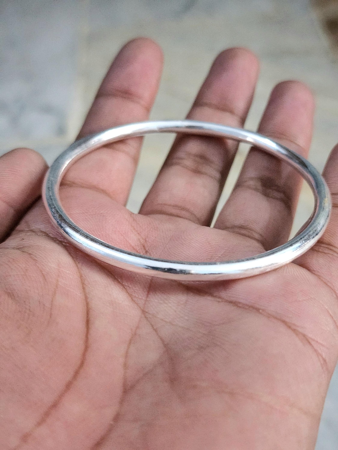 Solid 925 Sterling Silver Bangle, Thick Heavy Silver Bangle, Chunky Silver Bracelet, Stackable ...