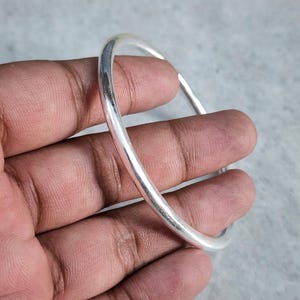 Solid 925 Sterling Silver Bangle, Thick Heavy Silver Bangle, Chunky Silver Bracelet, Stackable ...
