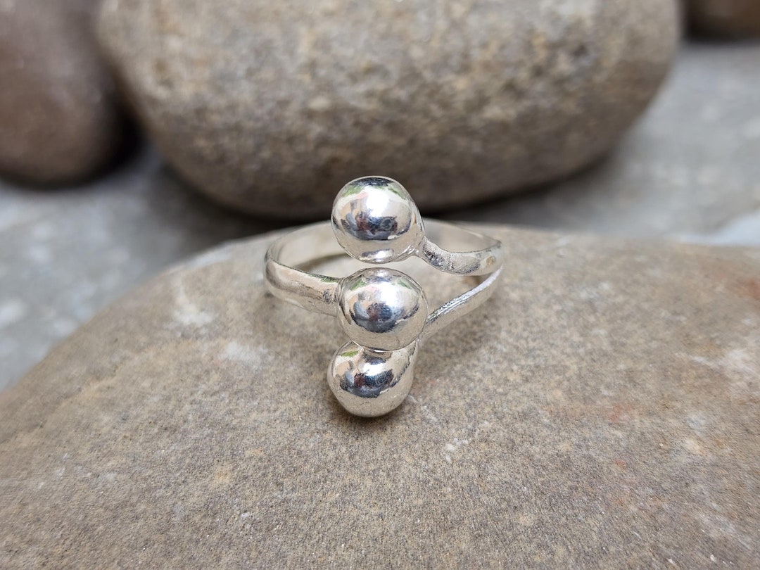Unique Silver Balls Ring, Adjustable Ring, 925 Sterling Silver Ring ...