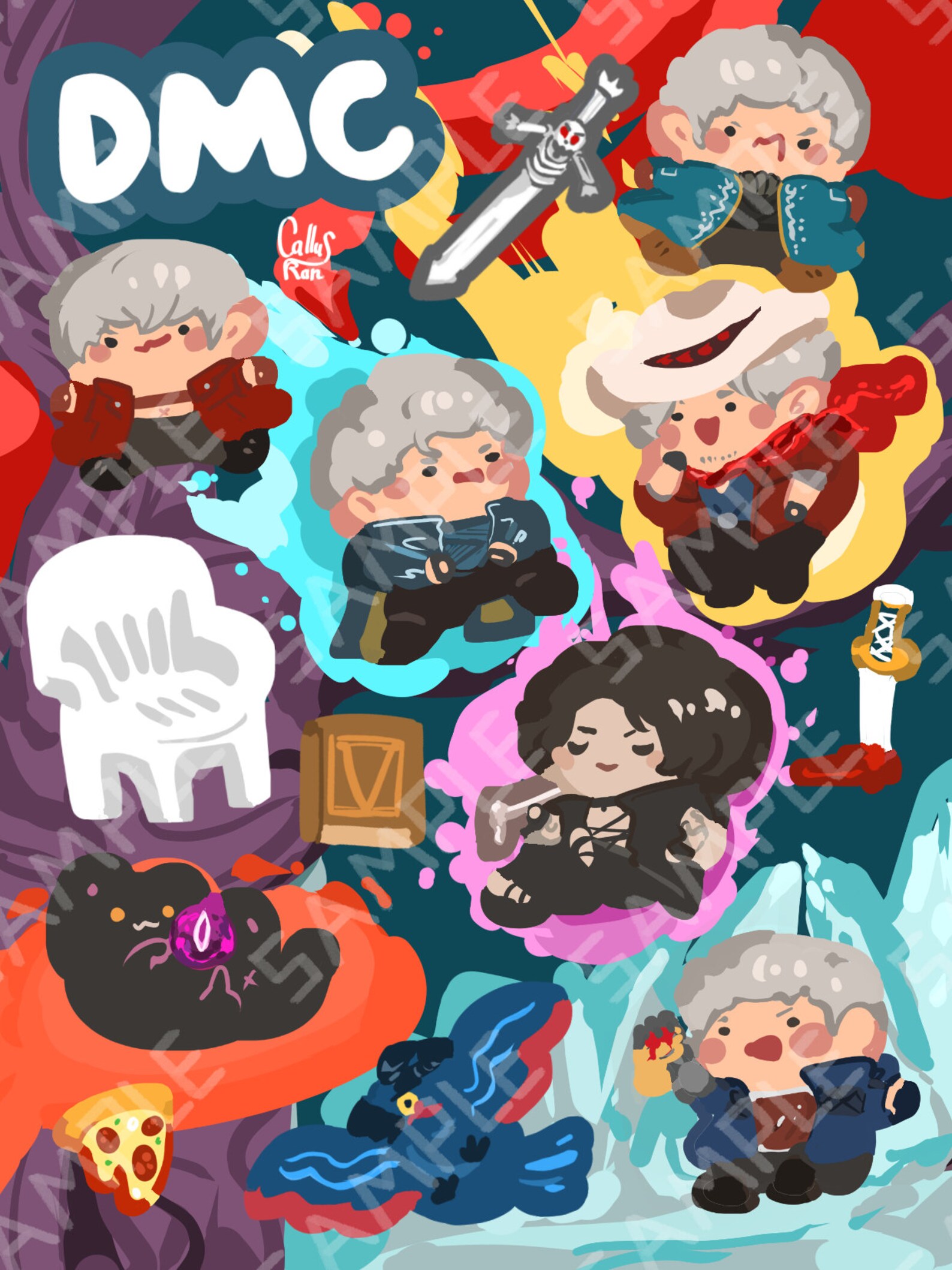 Devil May Cry Sparda Family Holographic Deco Sticker Sheet - Etsy