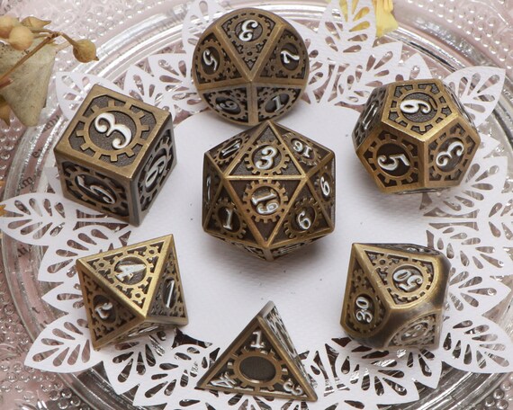 DND Metal Dice Set Dungeons and Dragons Polyhedra Metal | Etsy