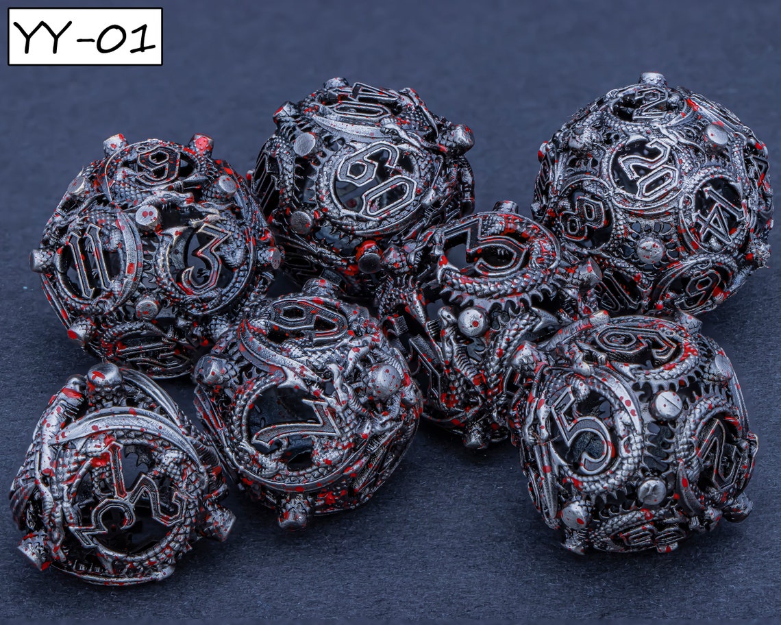 Dnd Dragon D20 Metal Polyhedral RPG Drip Blood D6 Hollow - Etsy