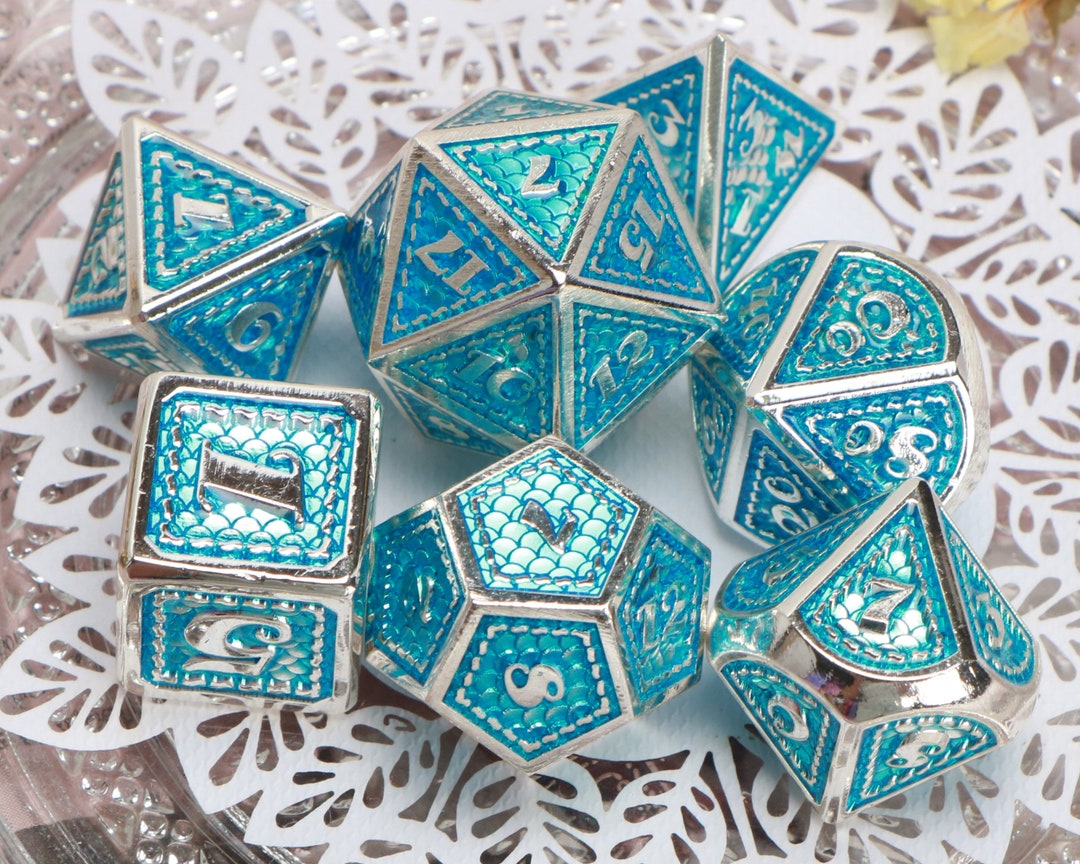 Blue Dice DND D20 Dice Metal Rainbow Polyhedral Dice - Etsy UK