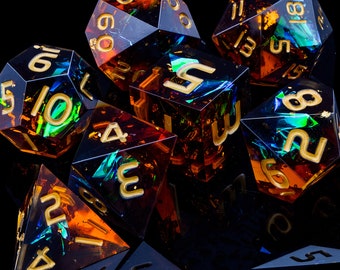 Dnd Purple Blue Sharp Edge Resin D6 DD RPG Polyhedral Dice Set for ...