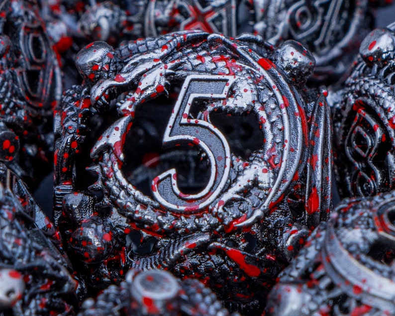 Dnd Dragon D20 Metal Polyhedral RPG Drip Blood D6 Hollow - Etsy