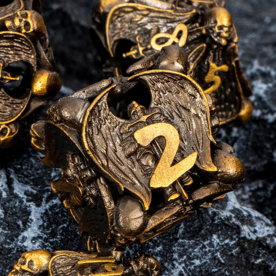 Ancient Gold Angel DND Metal Dice Set Dungeon and Dragon Polyhedral ...